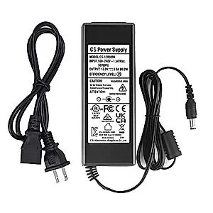 [UL Certified] AC 100-240V to DC 12V 5A Power Supply Adapter Switching + AC Cord Cable 5.5mm x 2.1mm for CCTV Camera DVR NVR Led Light Strip UL Listed FCC