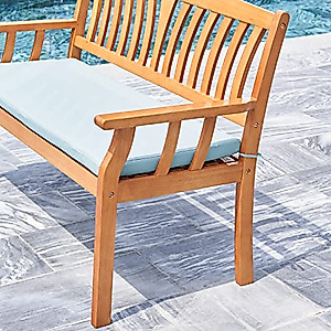 VIFAH V1963 Kapalua Honey Nautical Eucalyptus Wooden Outdoor Garden Bench