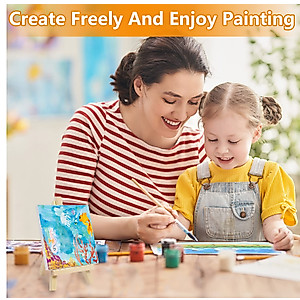 UHBYJM 32 Pack Mini Canvas and Easel,4 x 4 Inch Stretched Mini Canvases Small Painting Canvas with Mini Easel,Art Canvases Small Canvases for Kids Painting Party Craft Acrylic Pouring Oil Water Color