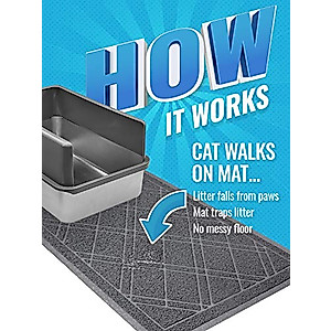 Iprimio Cat Litter Box Mat, 42x36", Gray - Cat Litter Trapping Mat - Mesh Mat Catches Litter - Kitty Litter Mat - Large Cat Litter Mat - Repels Odor, Easy Clean Non Slip Kitty Litter Trapper Mats