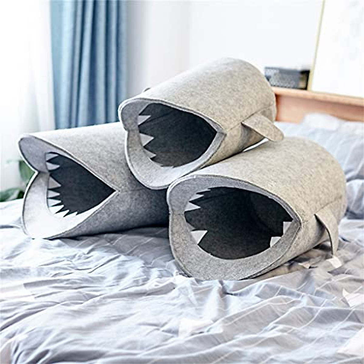 EEQEMG 1PC Cute Shark Shaped Storage Basket Multi- Functional Premium Felt Home Laundry for and Clothing (Color : One Color, Size : Small)
