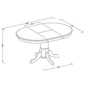 East West Furniture POT-SBR-TP Portland Modern Dining Table - an Oval Kitchen Table Top with Butterfly Leaf & Pedestal Base, 42x60 Inch, Saddle Brown