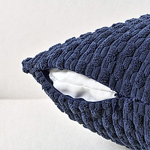 Fancy Homi 2 Packs Navy Blue Decorative Throw Pillow Covers 18x18 Inch for Couch Bed Sofa, Modern Farmhouse Boho Home Decor, Soft Cute Plush Corduroy Cushion Case 45x45 CM