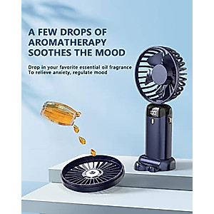 JANREAY Mini Handheld Fan, USB Desk Fan, Small Personal Portable Table Fan 5 Speed with USB Rechargeable Battery Operated Cooling Folding Electric Fan for Travel Office Room Household (Blue)…