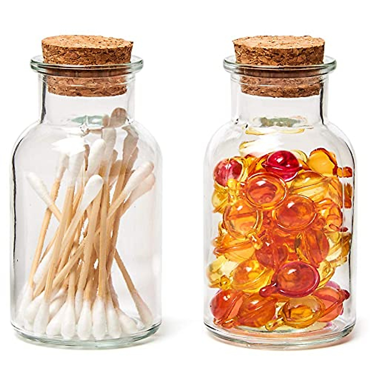 EZOWare 20pc Spice Jars, 5oz Bottle Clear Glass Canister Set with Cork Lid, Round Decorative Reusable Vial Storage Containers for Herbs, Teas, Seasonings, Party Favors, Candy (150ml)