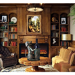 FANWNKI Metal Wine Bottle Holder Bronze Dog Sculpture Wine Rack Home Kitchen Tabletop Decor 11.4Inch