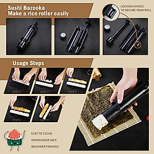 YDGFUHM Deluxe Sushi Making Kit 25-in-1 Bazooka Roller Set, Bamboo Mat,Knife,Sauce Tray,Japanese Sashimi Sushi Bamboo Serving Geta Plate,and More - Perfect for Beginners