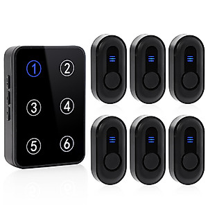 Wireless Caregiver Pager Call Button Nurse Call System 500Ft Range with LED Number Display for Elderly/Patient/Disabled at Home/Hospital/Clinic(6 Waterproof Call Button & 1 Receiver)