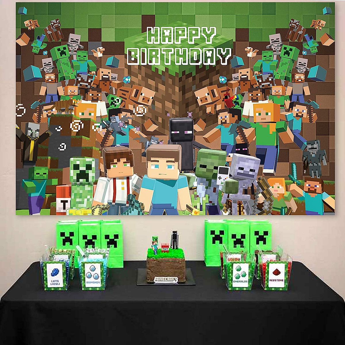 poaocok Video Game Birthday Party Supplies and Decorations 5X3 FT Photo Backdrop for Boy Girl Baby Shower Kids Bedroom Wall Decor