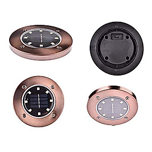 Solar Ground Lights 8 LED Disk Light Solar Powered Outdoor in-Ground Lights for Garden Driveways Lawn Yard Driveway Walkway Pool Patio Deck Pathway,6 Pack,White,Copper/Bronze Finish