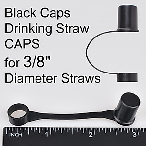 Diximus 10-pack Black Caps Drinking Straw CAP - straw cover - straw caps covers