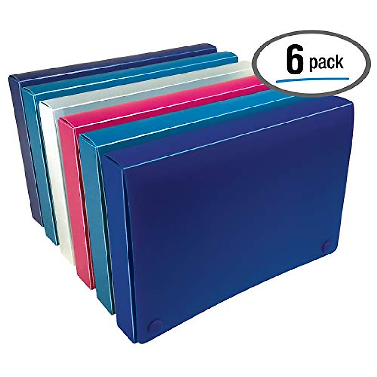 5 x 8 Inch Index Card Case by Better Office Products, 6 Pack, Semi-rigid Plastic, with Clear Index Dividers, Assorted Colors Will Vary