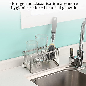 JINSILU Sink Caddy with Drain Tray, Kitchen Sink Caddy for ponge Dish Brush Soap, Kitchen Sink Organizer for Kitchen Bathroom, Sus304 Stainless Steel Rustproof
