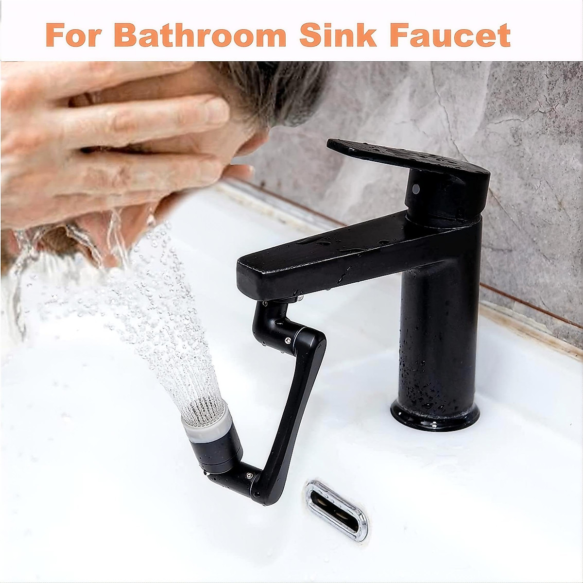 Generic ZYHS-PRO2 1440 Swivel Faucet Aerator, Alloy Sink Faucet Extender with 2 Patterns of Splash Proofing for Eye/Hair/Face Wash