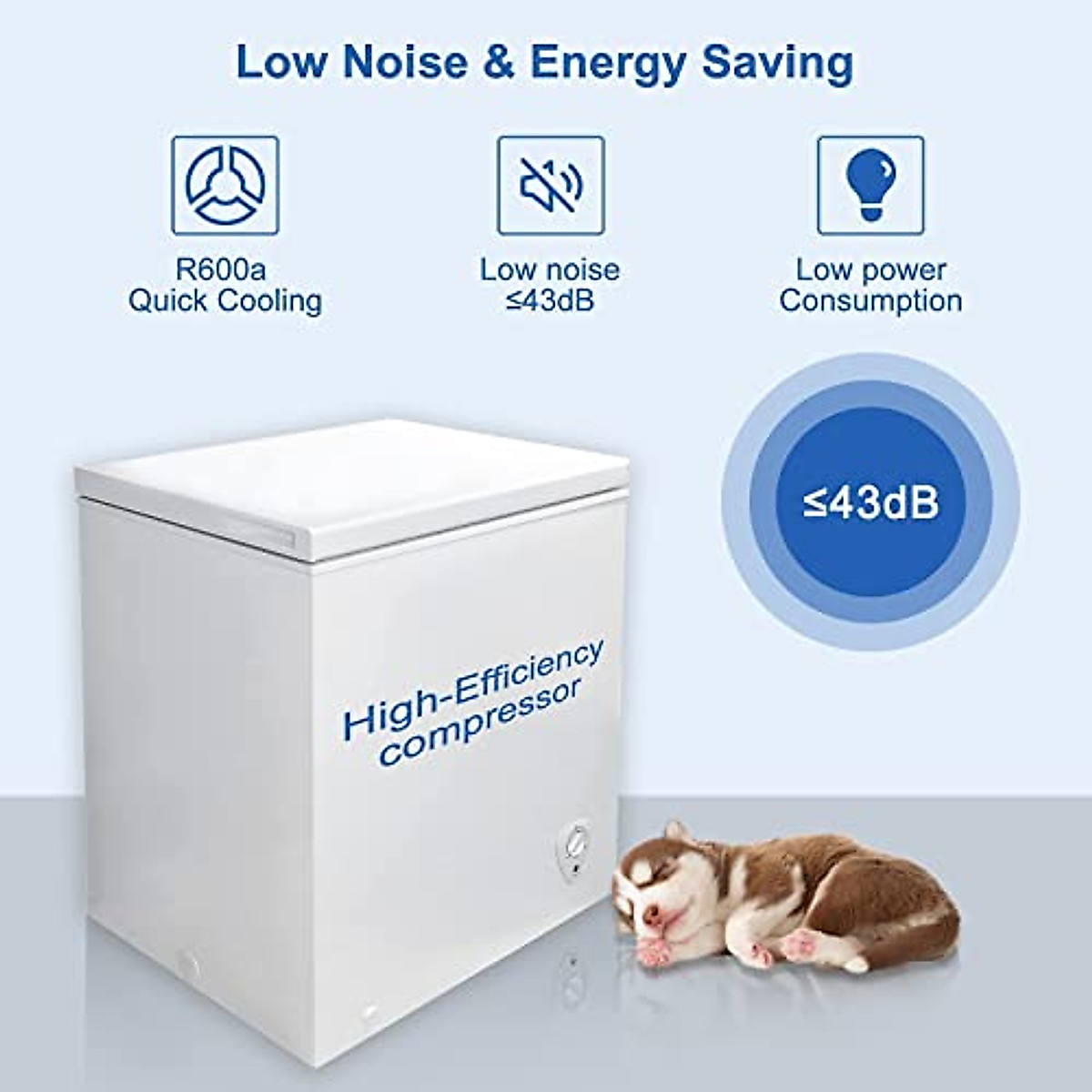 SMETA Deep Freezer Chest 5.5 Cubic Feet Small Freezers Freezer Chest 5.0 Cu. Ft Compact Top Door for Home Kitchen Apartments House Basement Dorm, Freezing Freestanding with Removable Basket, White