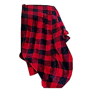 The Big One Throw Blanket, Super Soft Plush Red and Black Buffalo Plaid Pattern Checked Throw for Couch, or Bed Cozy Lightweight Fluffy Oversized 5 x 6 ft, Living Room and Bedroom