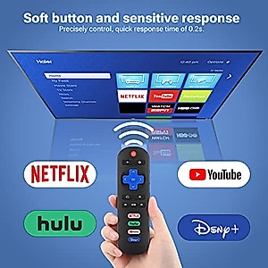 Gvirtue Remote Control Replacement for All Roku TV, Compatible for TCL, Hisense, Sharp, Insignia, ONN, Element, Westinghouse, Philips Roku Series Smart TVs, with Netflix, Hulu, YouTube, Disney+