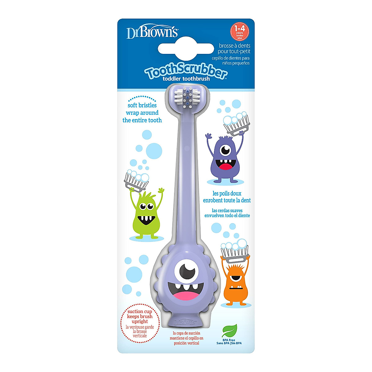 Dr. Brown's ToothScrubber Toddler Toothbrush, Monster and Crocodile, 2-Pack