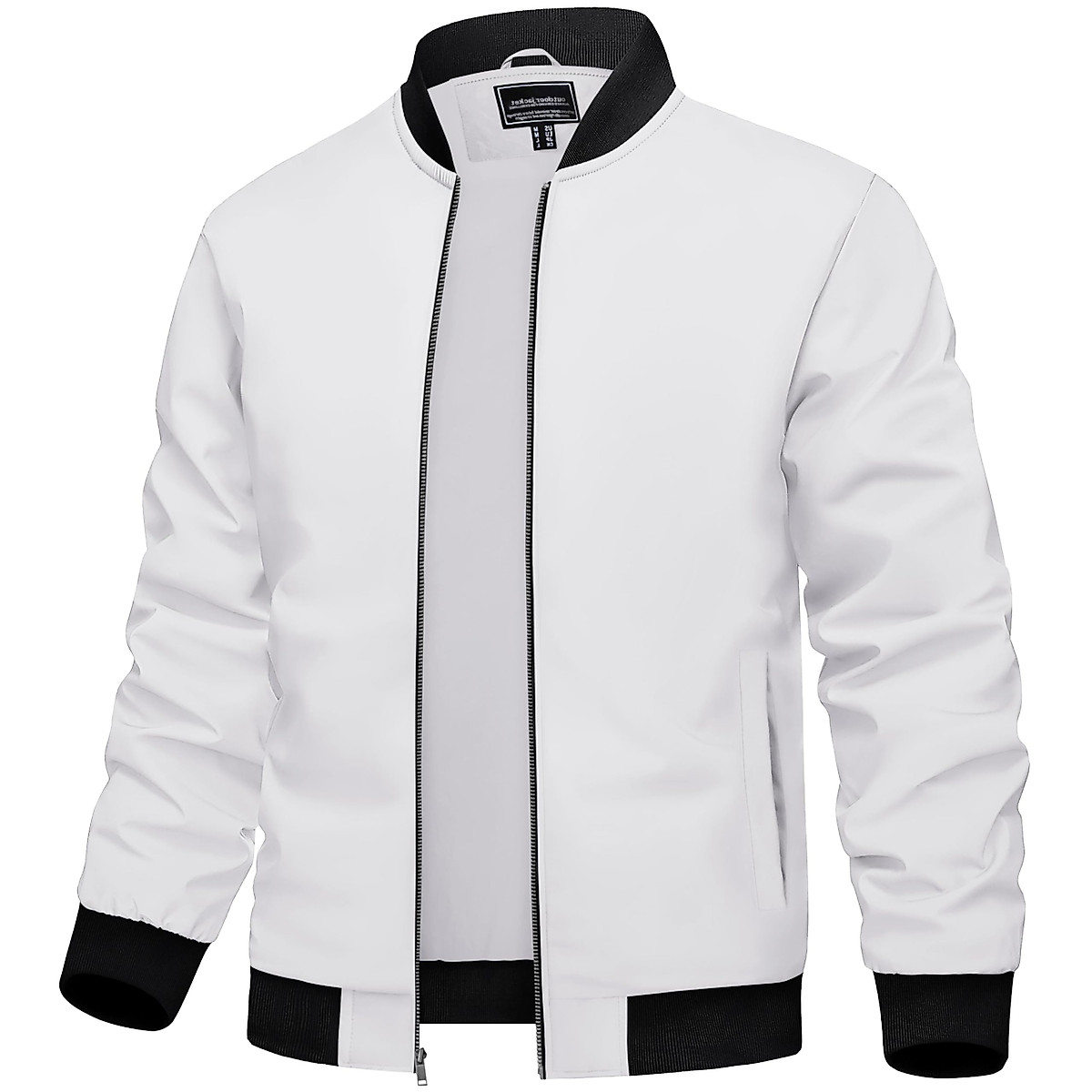 TACVASEN Mens Jackets Casual Stylish Varsity Jackets for Men Fashion Men's Windproof Bomber Jackets Mens Lightweight Jackets Track Jacket Men White M