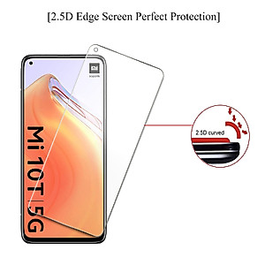 [3+2 Pack] 3 Pack for Xiaomi Mi 10t / Mi 10t Pro HD Clear Tempered Glass Screen Protector +2 Pack Camera Lens Protector, [9H Hardness][Bubble-Free] [Shatter Proof] [Anti-fingerprint [Easy