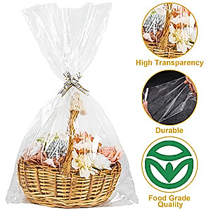 40pcs Cellophane Bags 16x24 Cellophane Wrap for Gift Baskets Large Clear Gift Bags Party Favors Bags Clear Treat Bags Plastic Gift Bags Packaging Bags for Cookie Candy Goodie