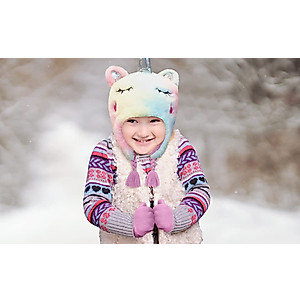 Toddler Winter Hat and Gloves Set for Ages 4-7 or Boys & Girls Winter Hat & Toddler Mittens Ages 2-4 (Multicolor Unicorn - Gloves, 4-7 Years)