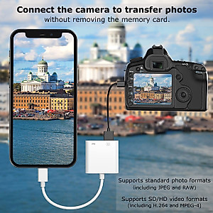 USB Camera Adapter for iPhone, USB A Female OTG Cable Adapter with Charging Port, Portable USB Converter for iPad Support USB Flash Drive, USB Card Reader, Keyboard...(Plug and Play)