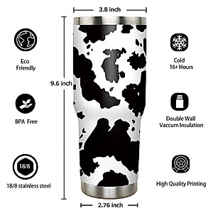 Exacmos 40 oz Tumbler with Handle and Straw 40 oz Cow Cup Insulated Stainless Steel Coffee Travel Mug Spill Proof Leak Proof Slim 40oz Tumbler with Handle Cow Decor Stuff Gifts for Women