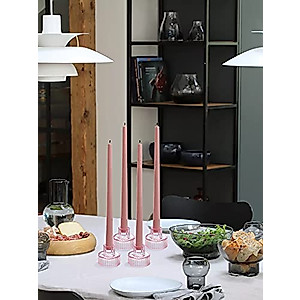 Vixdonos Pink Candle Holders Set of 6 Glass Tealight Candle Holders for Table Centerpieces and Wedding Decor(L)