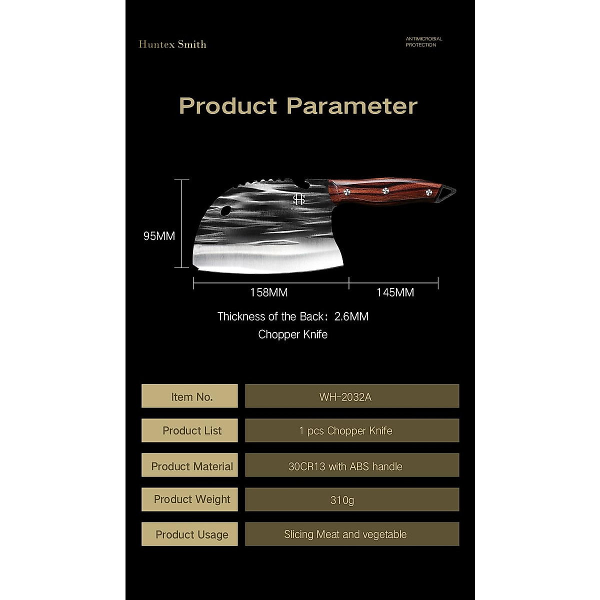 Huntex Smith Hand forged High Carbon steel Serbian Chef’s knife, Wood Handle Butcher Chef Meat Cleaver,Kitchen Knives,Hunting Cleaver,Set Green