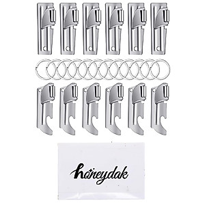 Military Can Openers with Key Ring, 2 Styles Stainless Steel Camping Can Opener Military Can Openers Portable Can Opener for Travel, Camping (12 Pieces)