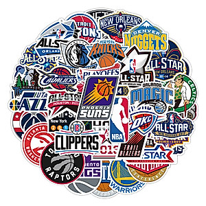 50PCS Basketball Team Fans Logo Stickers National Basketball Association All 30 Teams Collection Vinyl Decals for Laptop Skateboard Luggage Water Bottles Teens Kids Girls