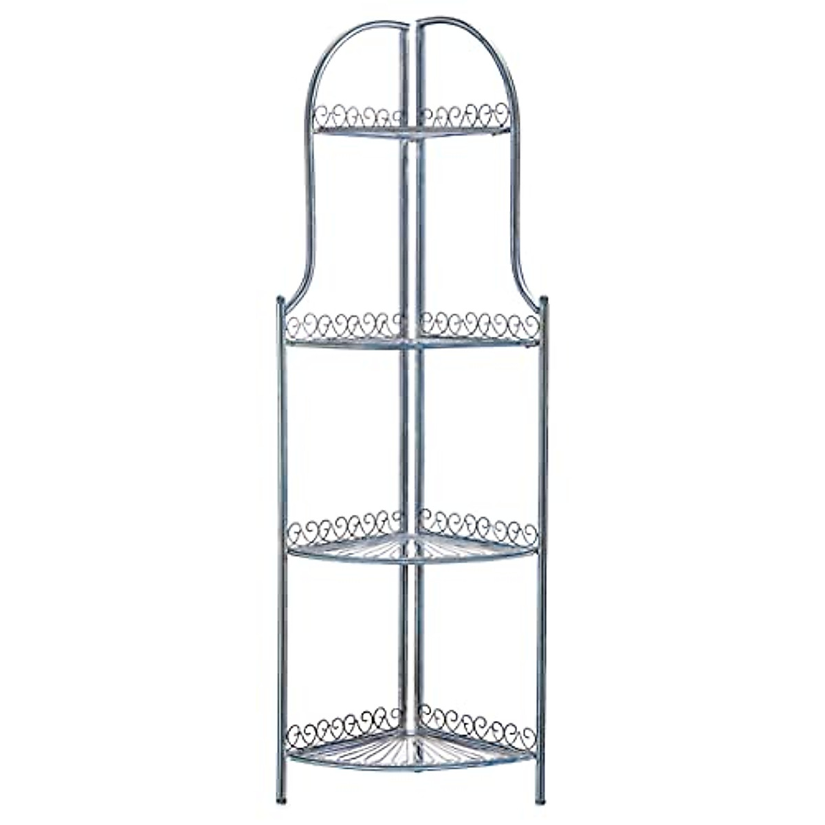 SAFAVIEH PAT5013C Outdoor Collection Abarrane Antique Blue Wrought Iron 4-Tier Corner Shelf
