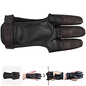 BESPORTBLE Finger Protector Archery Accessory Archery Finger Glove Shooting Supply Portable Archery Finger Protection Cowhide Protectors Adjustable Label Pu Fleece