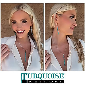 Turquoise Earrings 925 Sterling Silver & Genuine Turquoise (Choose Color) (Turquoise)