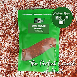 NPG Authentic Sichuan Chili Flakes 8 Ounces, Medium Hot, Szechuan Crushed Red Pepper Flakes Bulk, Essential Spice Seasoning for Making Kimchi, Chili Oil, Stir-fry, Pizza, Salads, and Tacos