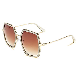 FEISEDY Retro Square Sunglasses for Women Oversized Vintage Polygon Sun Glasses Geometric Irregular Lens B2503