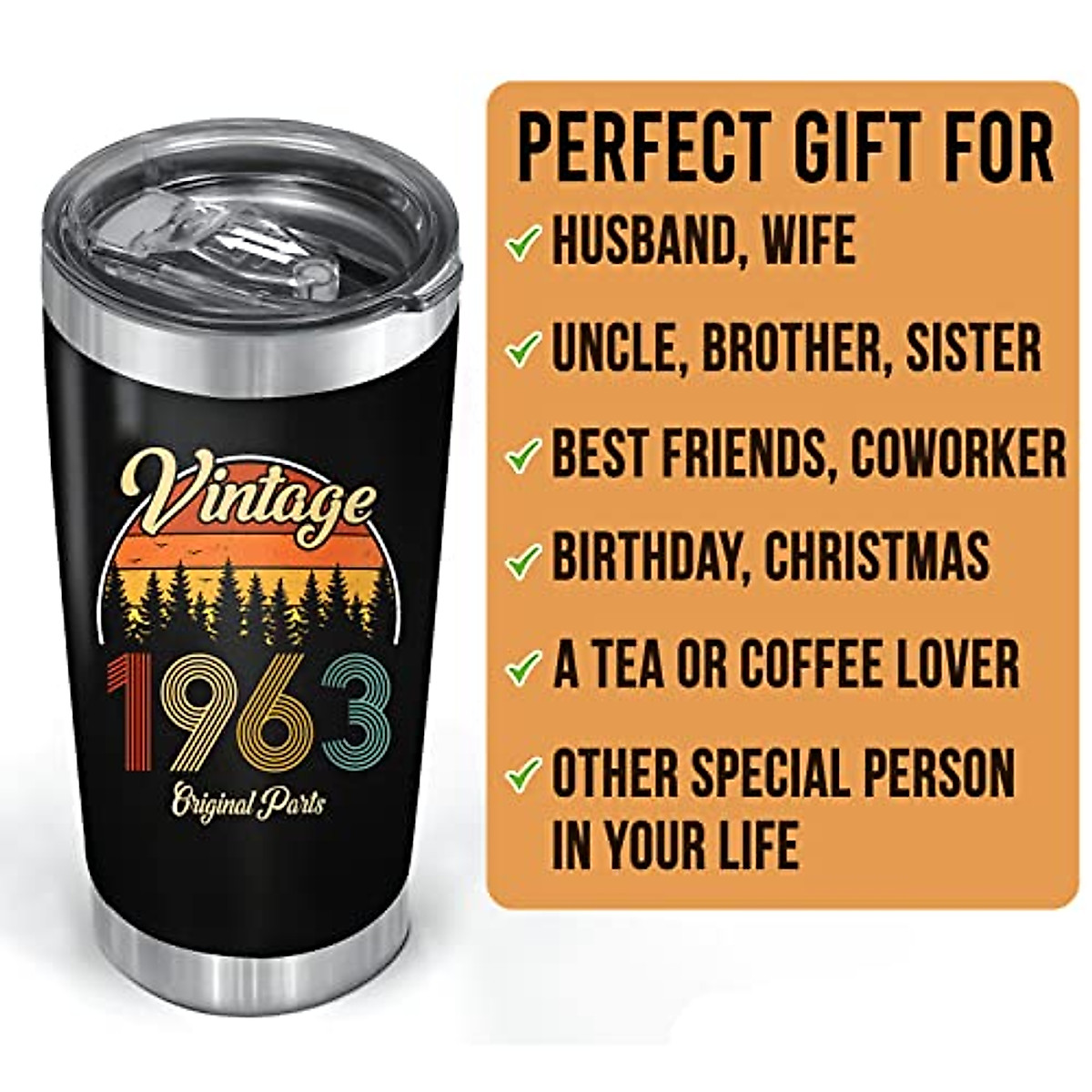 ZAGKOO 61th Birthday Gifts For Women, Men - 60th Birthday Decorations Women, Men - 1963 Birthday Gift Ideas For Men, Women - 61th Birthday Gift Ideas - Happy 61th Birthday, Turning 61 Cup