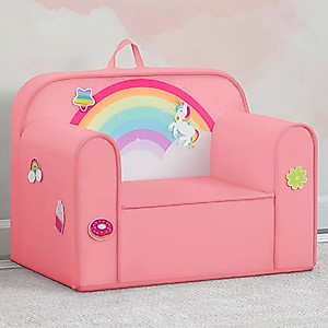 Delta Children Mix & Match Cozee Kids Chair with Interchangeable Patches, Rainbow