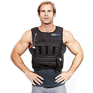 RUNmax RUNFast rm40p 12lb-140lb Weighted Vest (with Shoulder Pads, 40lb), Black