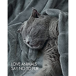 Kaisa Faux Fur Throw Blanket, Luxury Faux Rabbit Fur Throw Blanket for Couch Bed Chair, Super Soft Fluffy Blanket Throws, Decorative Comfy Shag Thick Shaggy Throws and Blankets 50x60 Inches, Grey