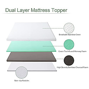Short Queen (RV Queen) Mattress Topper, 3 Inch Dual Layer Memory Foam Mattress Topper with Bamboo Cover, Medium Firm Topper for Travel Trailer, Camper