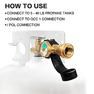 DOZYANT Propane Tank Gauge Level Indicator Leak Detector Gas Pressure Meter Universal for RV Camper, Cylinder, BBQ Gas Grill, Heater and More Appliances-Type 1 Connection