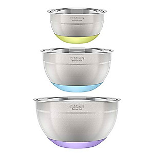 Cuisinart 3-Piece Stainless Steel Mixing Bowls with Nonslip Base, 1.5qt, 3qt & 5qt