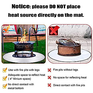 Fire Pit Mat Round,36 in Round Fire Pit mats for Under fire Pit, Fire Pit Mat Flame Retardant Heat BBQ Gas Grill Air Fryer Protective Mat for Deck Patio Lawn Ground Campsite Pad (36 Inch)