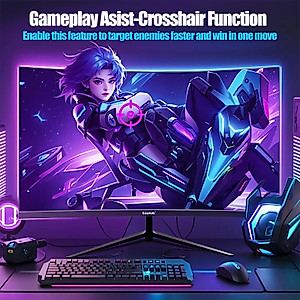 Gawfolk 2K 165Hz Curved Monitor, 27 Inch QHD 2560x1440p 144Hz Gaming Monitor with AMD FreeSync, Flicker-Free, 2X HDMI 2.0, DP 1.4, Ultra-Thin Frameless 1800R Screen PC Monitor