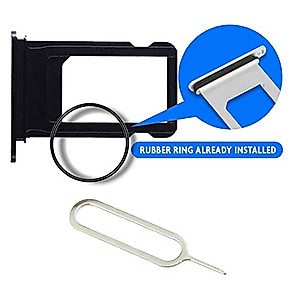 MMOBIEL SIM Card Slot Tray Holder Replacement Compatible with iPhone SE 2022 / SE 2020 / 8 Series - Incl. Rubber Gasket and Sim Pin - Black