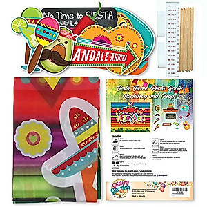 Fiesta Theme Photography Backdrop & Studio Props Kit, Cinco De Mayo Party Decorations, Mexican Photo Booth Background for Pictures, Summer Pool Mexicana Birthday Party Supplies