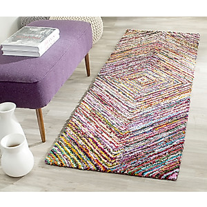SAFAVIEH Nantucket Collection Runner Rug - 2'3" x 12', Multi, Handmade Boho Abstract Cotton, Ideal for High Traffic Areas in Living Room, Bedroom (NAN513A)