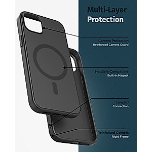 Encased SlimShield Designed for iPhone 14 Case with Belt Clip Holster - Magnetic Compatible with MagSafe (Matte Black)